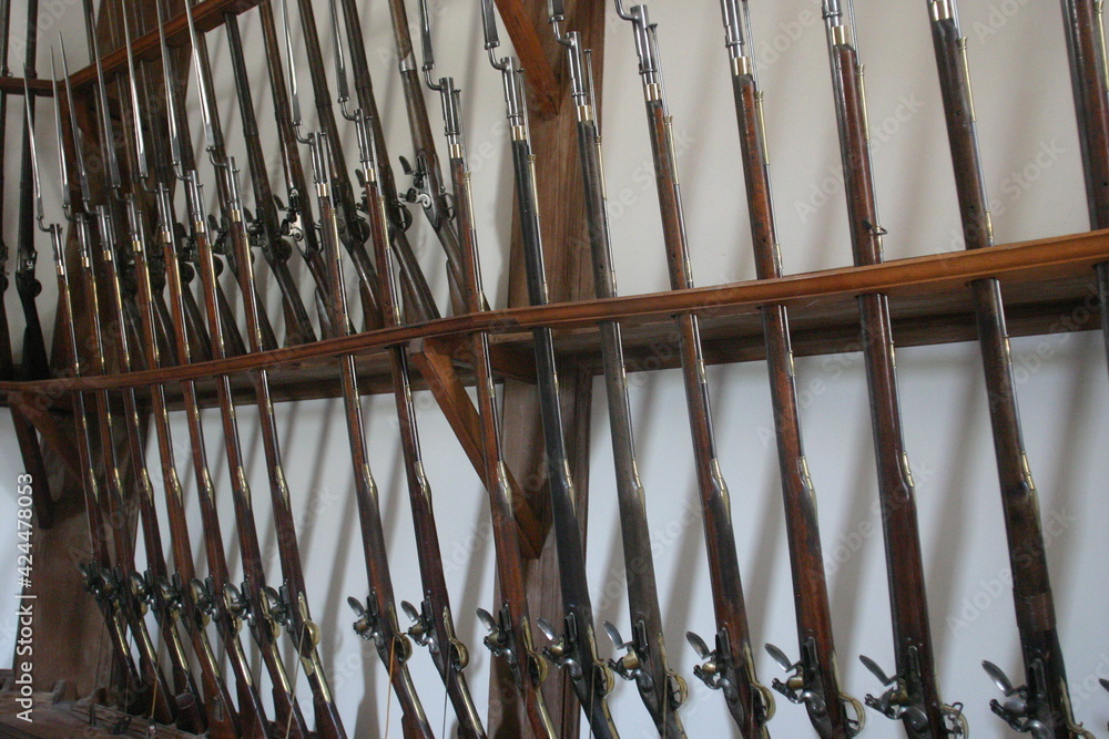 American Colonial Armory with Revolutionary Period Muskets used By ...