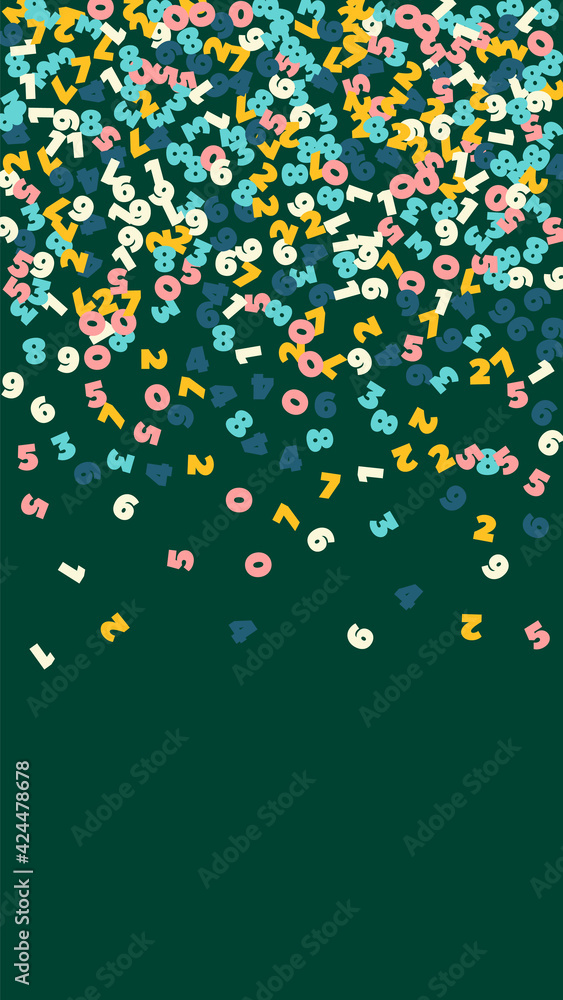 Falling pastel numbers. Math study concept with flying digits. Mind ...