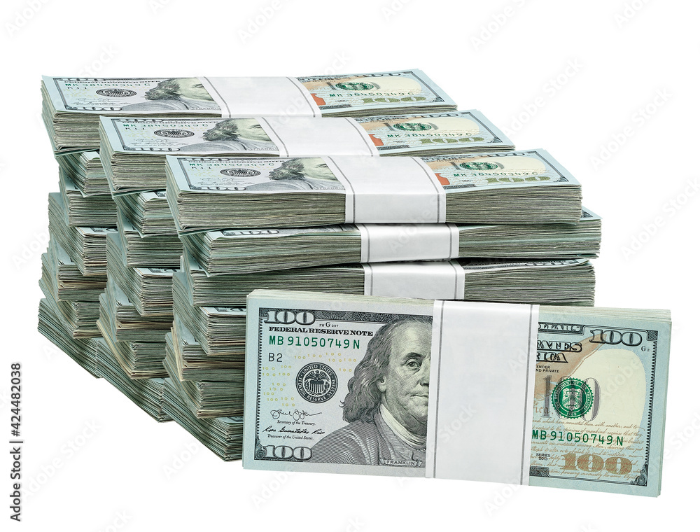 New design dollar bundles isolated on white background. Including ...