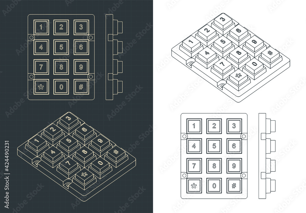 Numeric keypad drawings Stock Vector | Adobe Stock