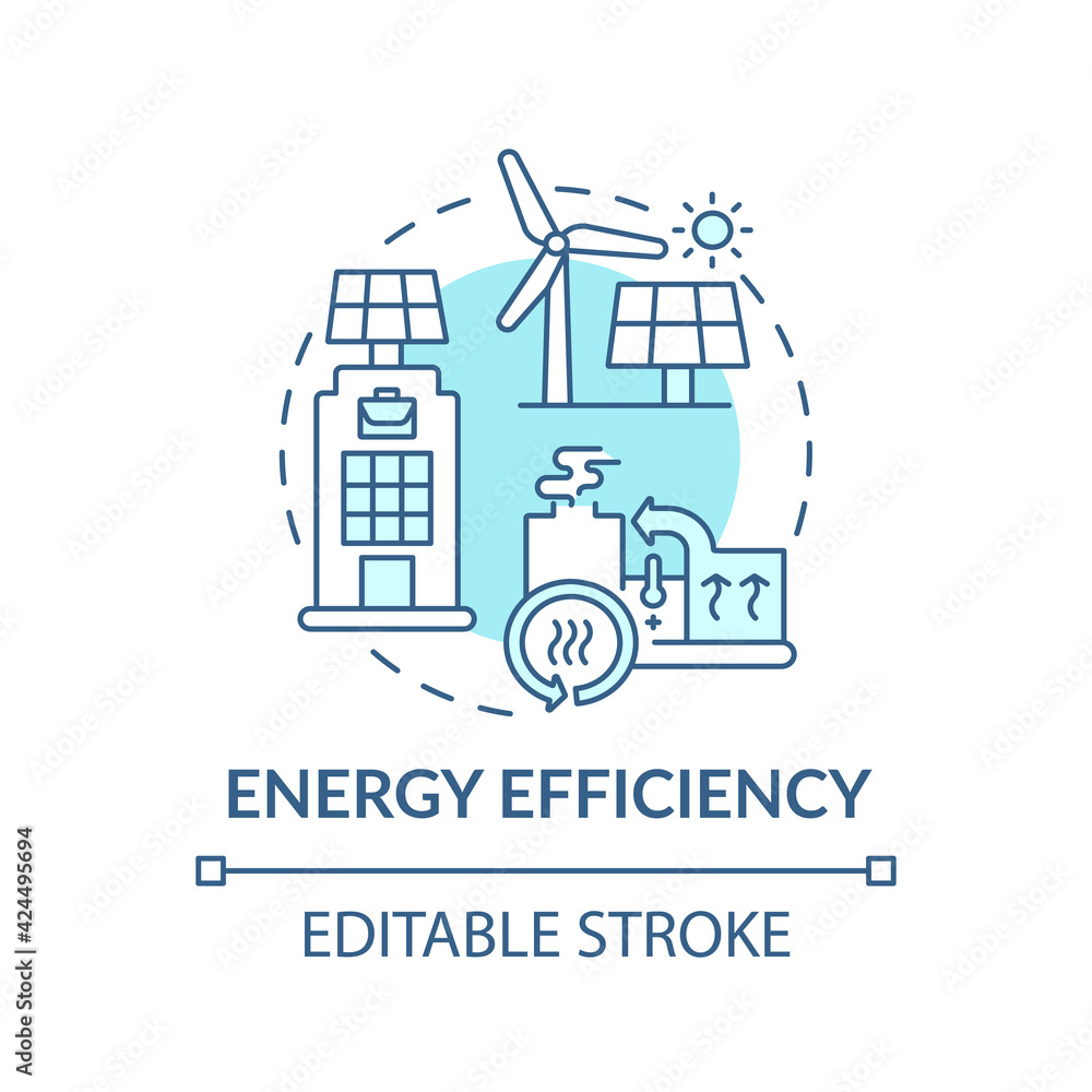 Energy efficiency concept icon. Office building requirement idea thin ...