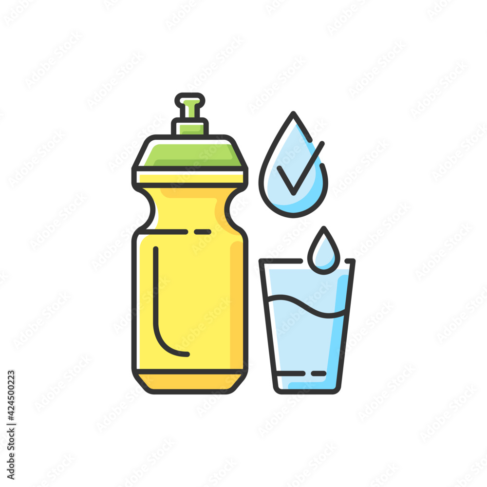 Drinking enough water RGB color icon. Stay hydrated. Refreshment from ...