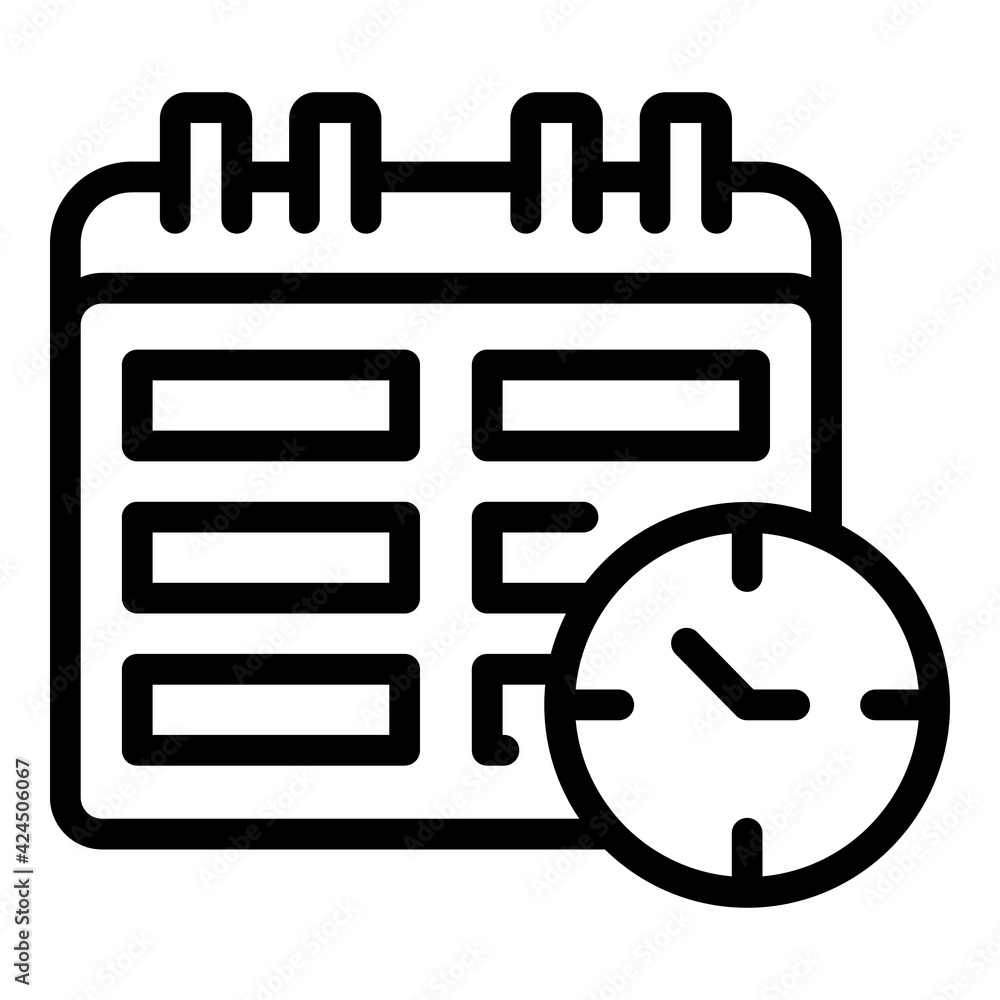 Task schedule calendar time icon. Outline Task schedule calendar time ...