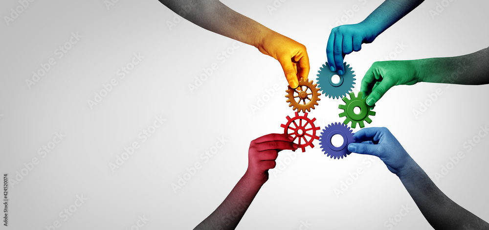 Connect team concept and unity or teamwork idea as a business metaphor ...