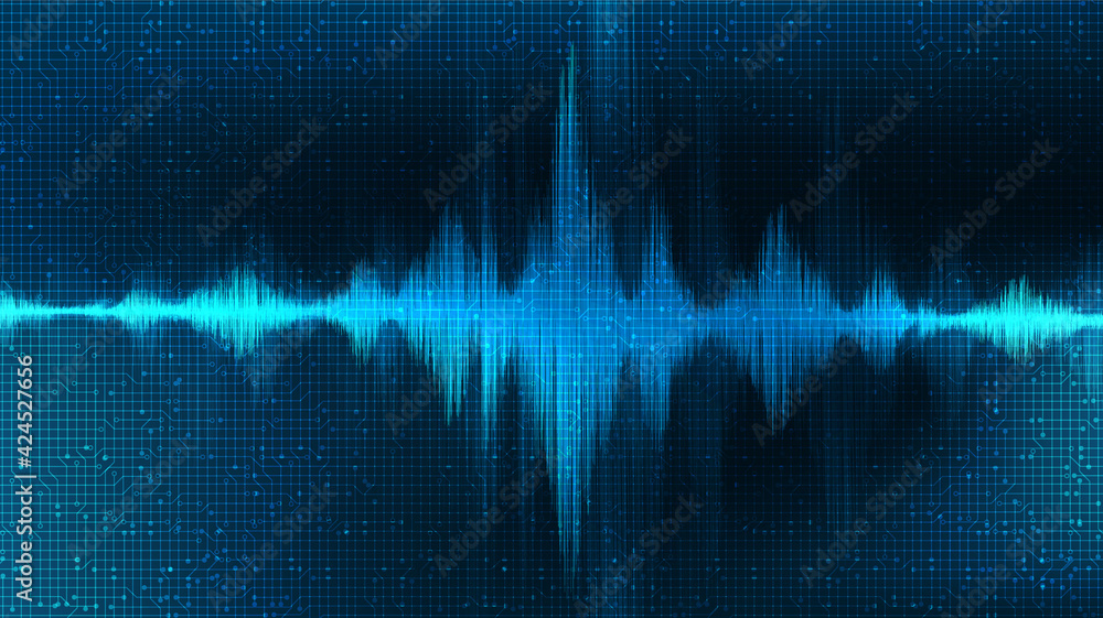 Vetor de Ultra Blue Sound Wave Background,technology and earthquake ...