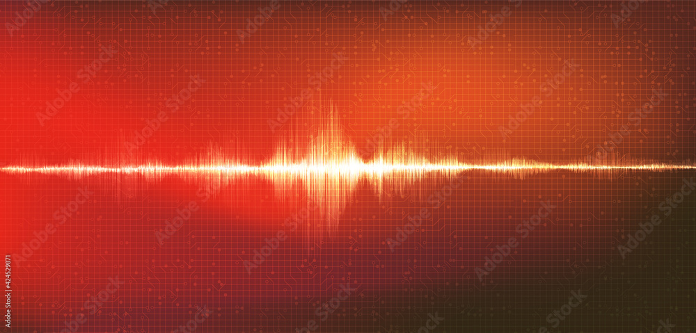 Red Digital Sound Wave Low and Hight richter scale with Circle ...