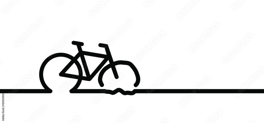 Dangerous, falling racing bike or mountain biker. Cycling line pattern ...