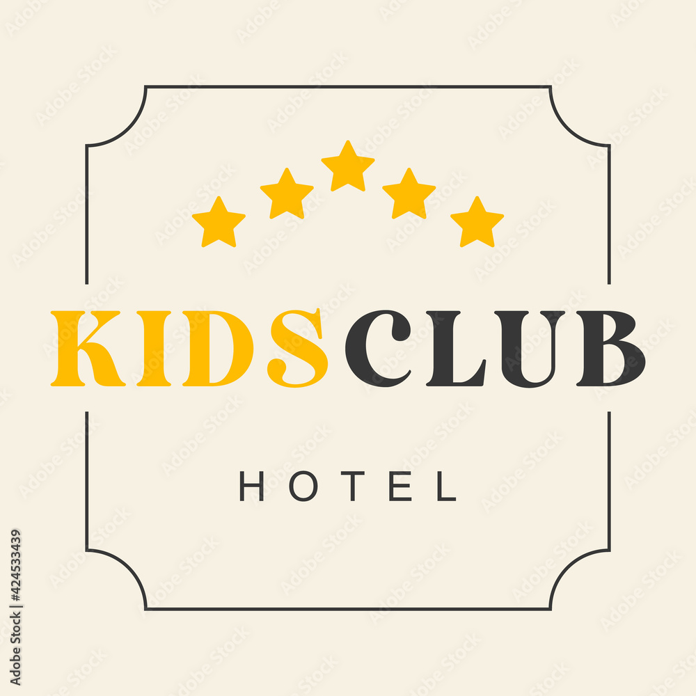Abstract amusing bright kids club zone icon,play room logo in hotel 5 ...