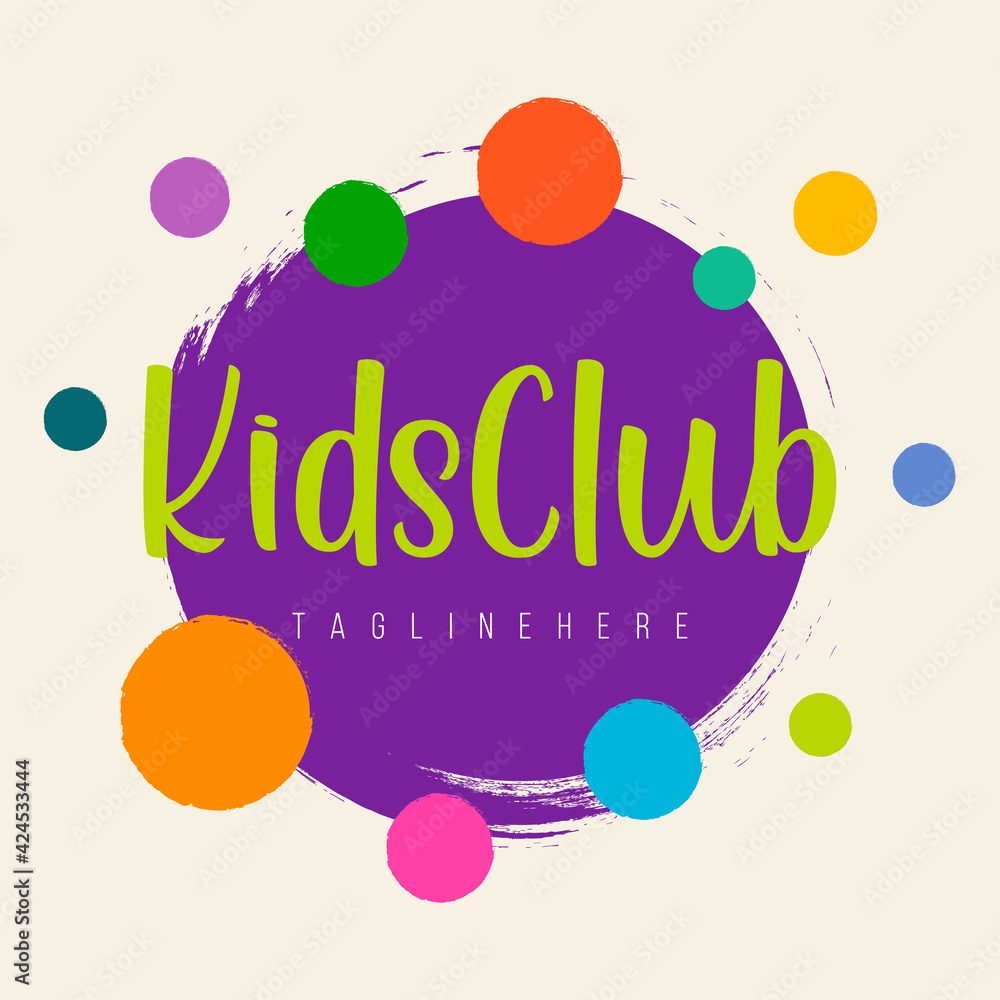 Abstract amusing bright circle kids world logo,childhood planet sign ...