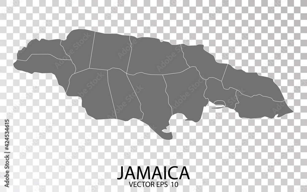 Transparent - High Detailed Grey Map of Jamaica. Vector Eps 10. Stock ...