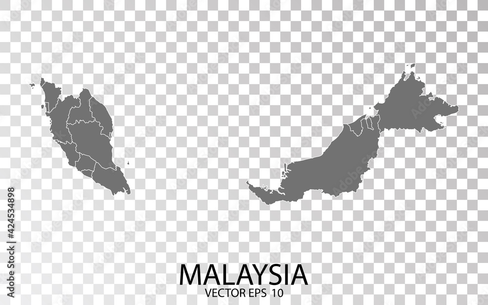 Transparent - High Detailed Grey Map of Malaysia. Vector Eps 10. Stock ...
