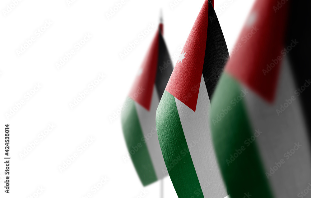 Small national flags of the Jordan on a white background Stock Photo ...