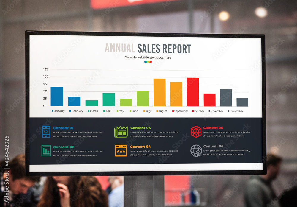 Annual Sales Report Insight Growth Bar Stock Template | Adobe Stock