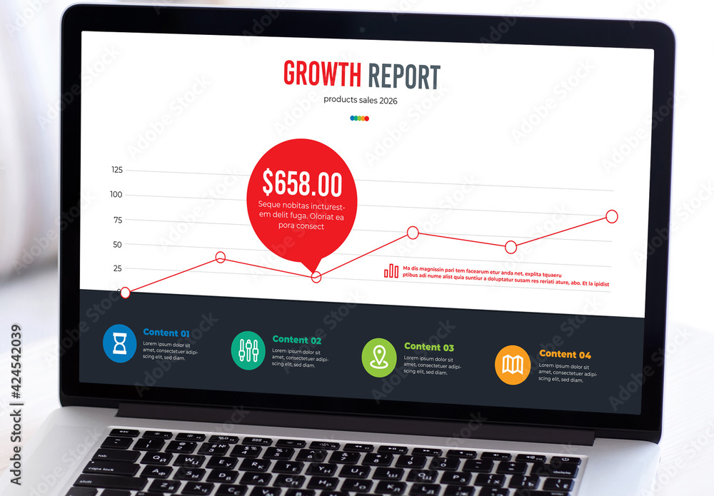 Growth Report with Bar Chart Stock Template | Adobe Stock