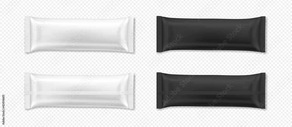 Flow package mockup. Vector realistic illustration of chocolate bar ...