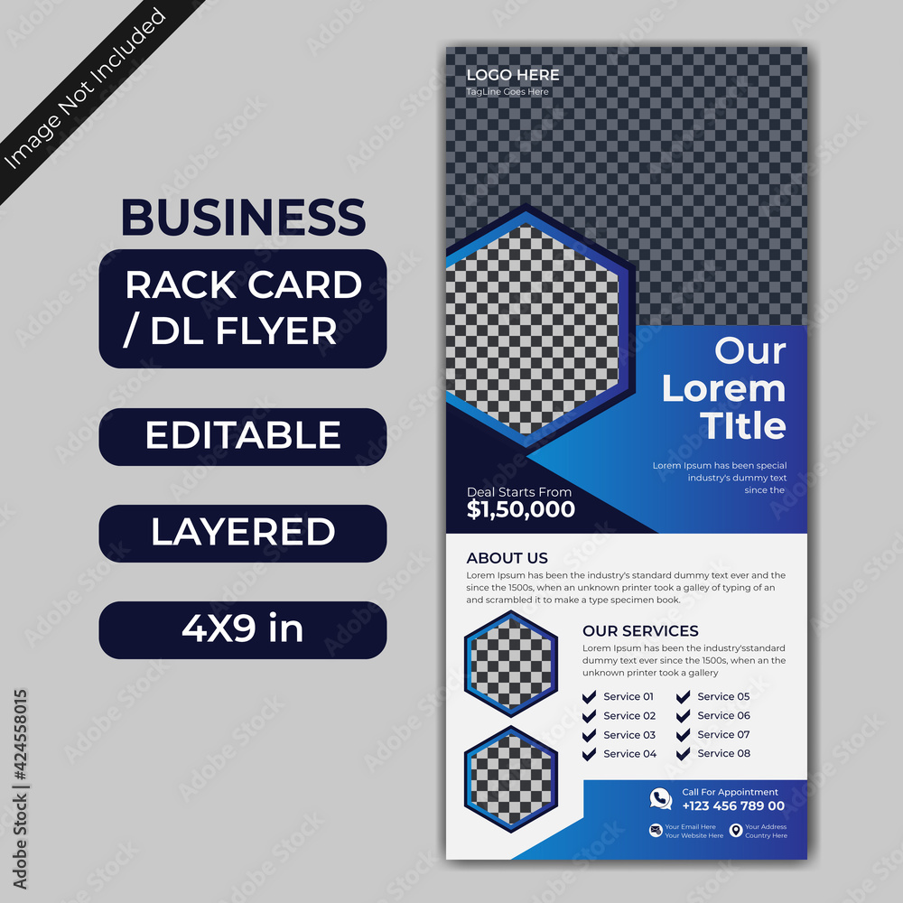 Business Rack card or Dl flyer template Vector. DL Corporate business ...