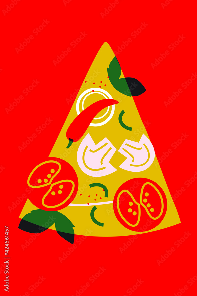 Pizza logo set for shops, packaging and advertising. Abstract flat ...