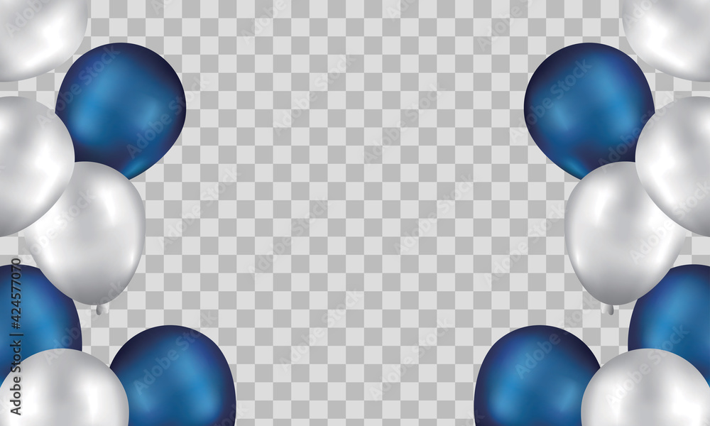 blue balloons, vector illustration. Celebration transparent background ...