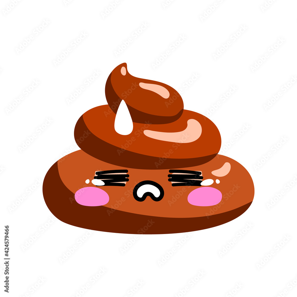 Shit or turd emoji vector icon with tired face feeling boring and ...
