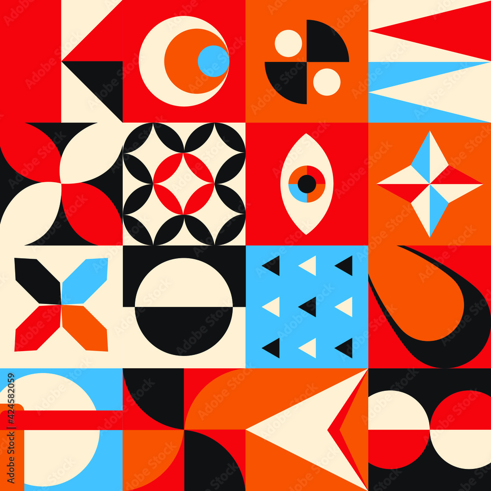 Colored neo geo background. Mid-century modern geometric seamless ...