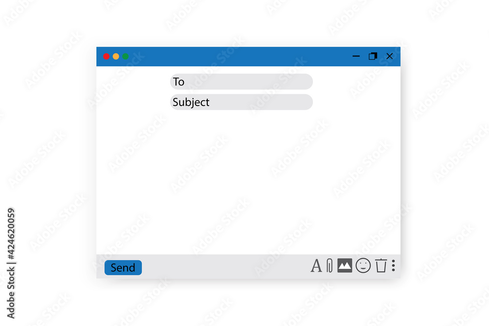 Mail window template. User interface. Mail icon. Website template ...
