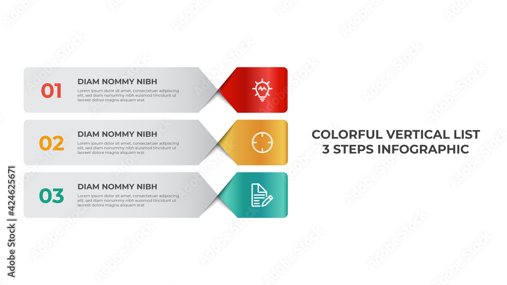 Vertical list infographic element template, business data visualization ...
