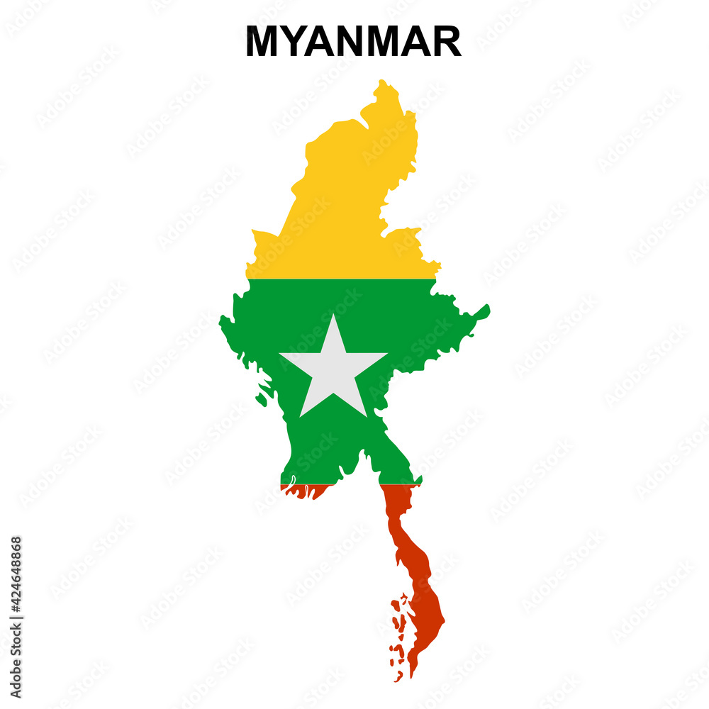 maps of Myanmar with national flags icon vector sign symbol Stock ...