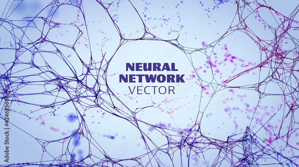 Neural network artificial intelligence vector background. Machine ...