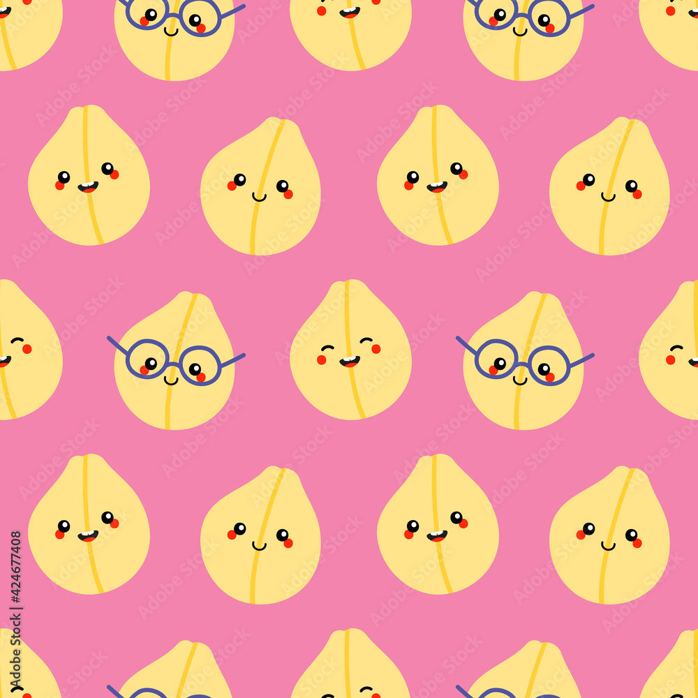 Cartoon style chickpeas, chick pea seeds characters vector seamless ...