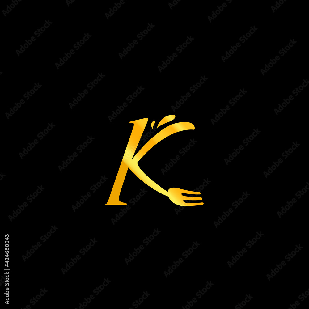 Letter K with fork Food catering gourmet classic premium restaurant ...