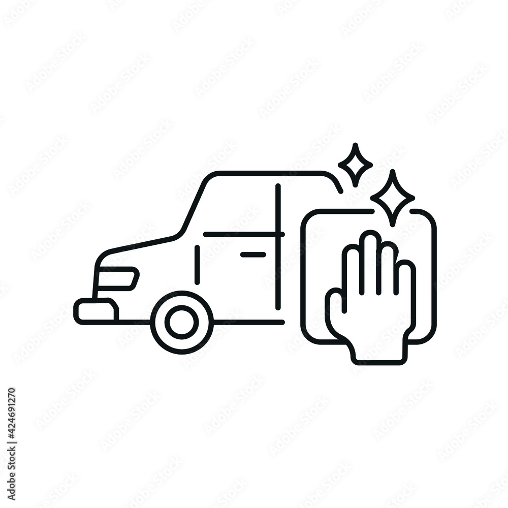 Vehicle cleaning linear icon. Car wash. Thin line customizable ...