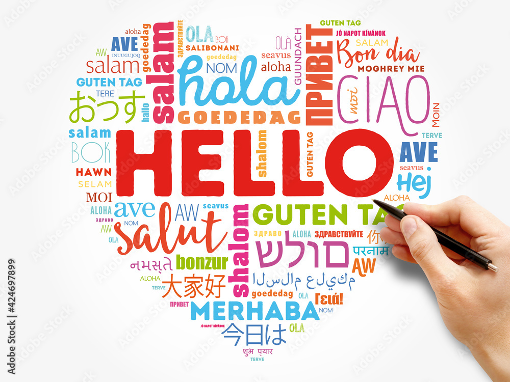 Hello Heart word cloud in different languages Stock Photo | Adobe Stock