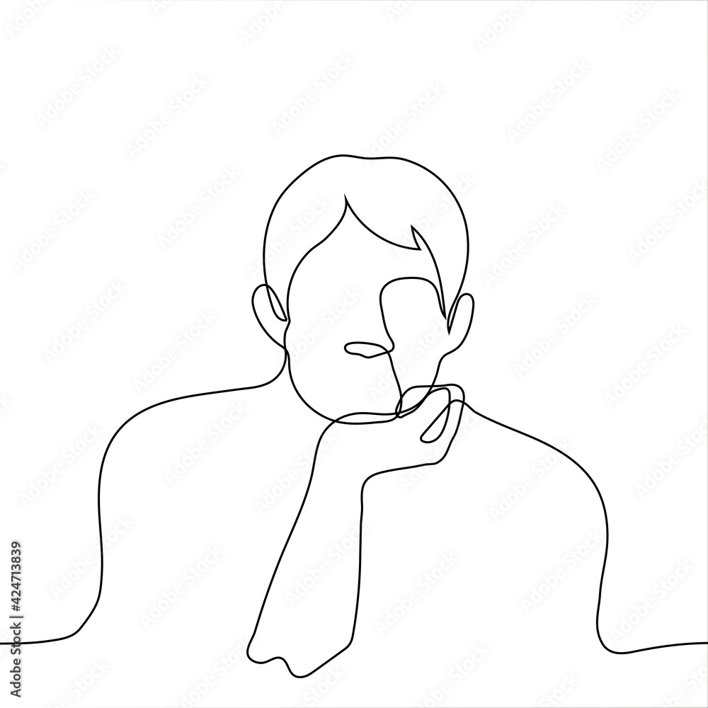 Man Hunched Over Drawing