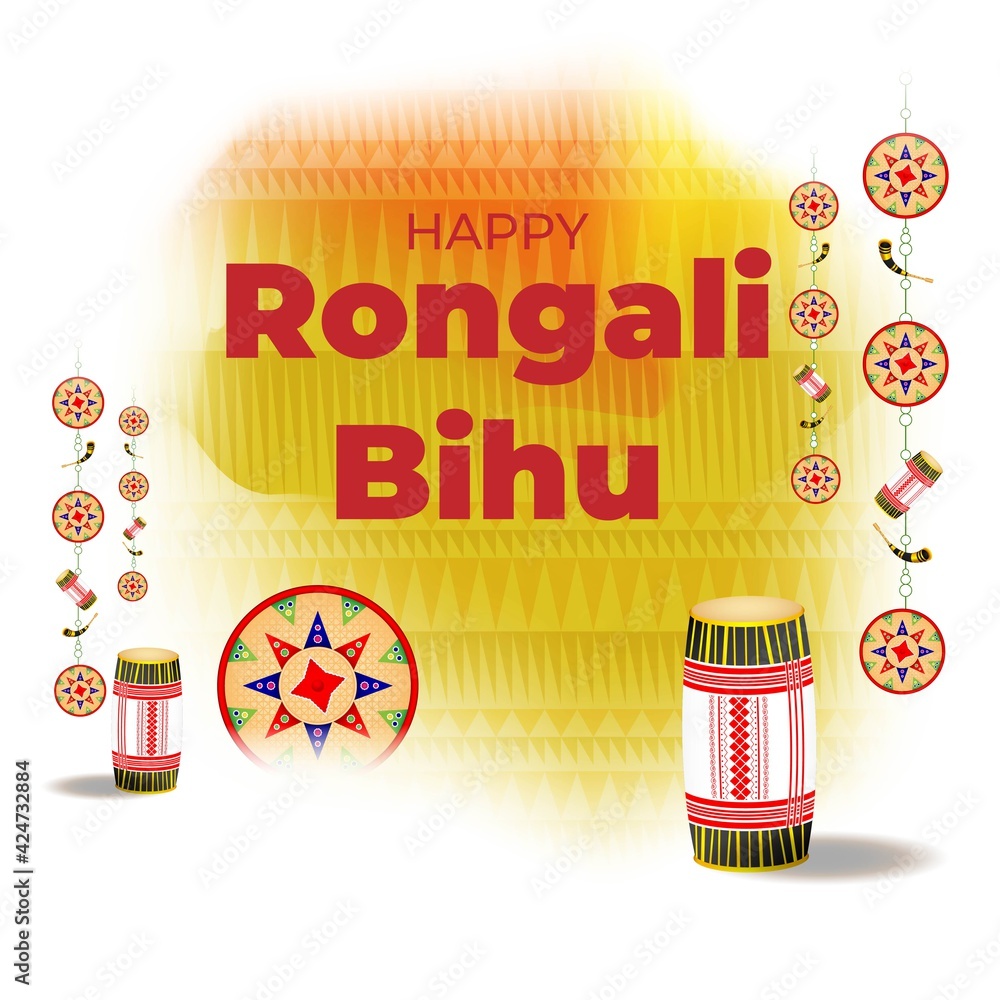 Vetor de Vector illustration of Magh Bihu (Hindi text) means Assamese ...