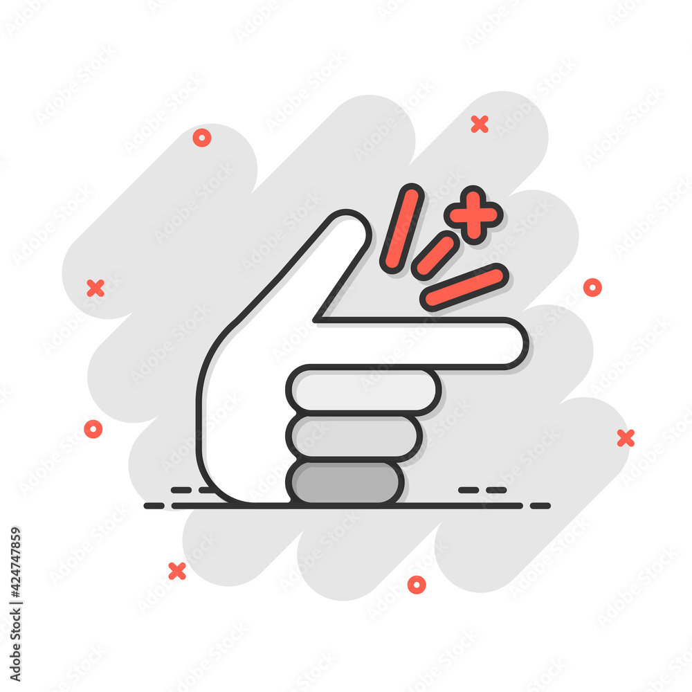 Finger snap icon in comic style. Fingers expression vector cartoon ...