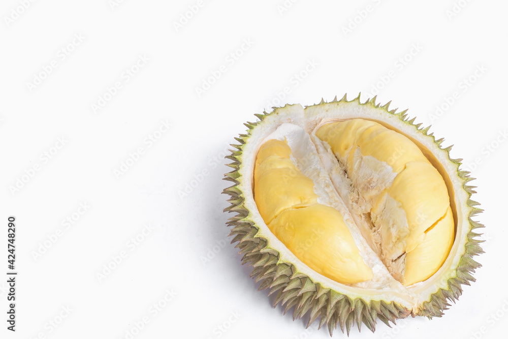 durians with white background. Durian as a king of fruit. It has a ...