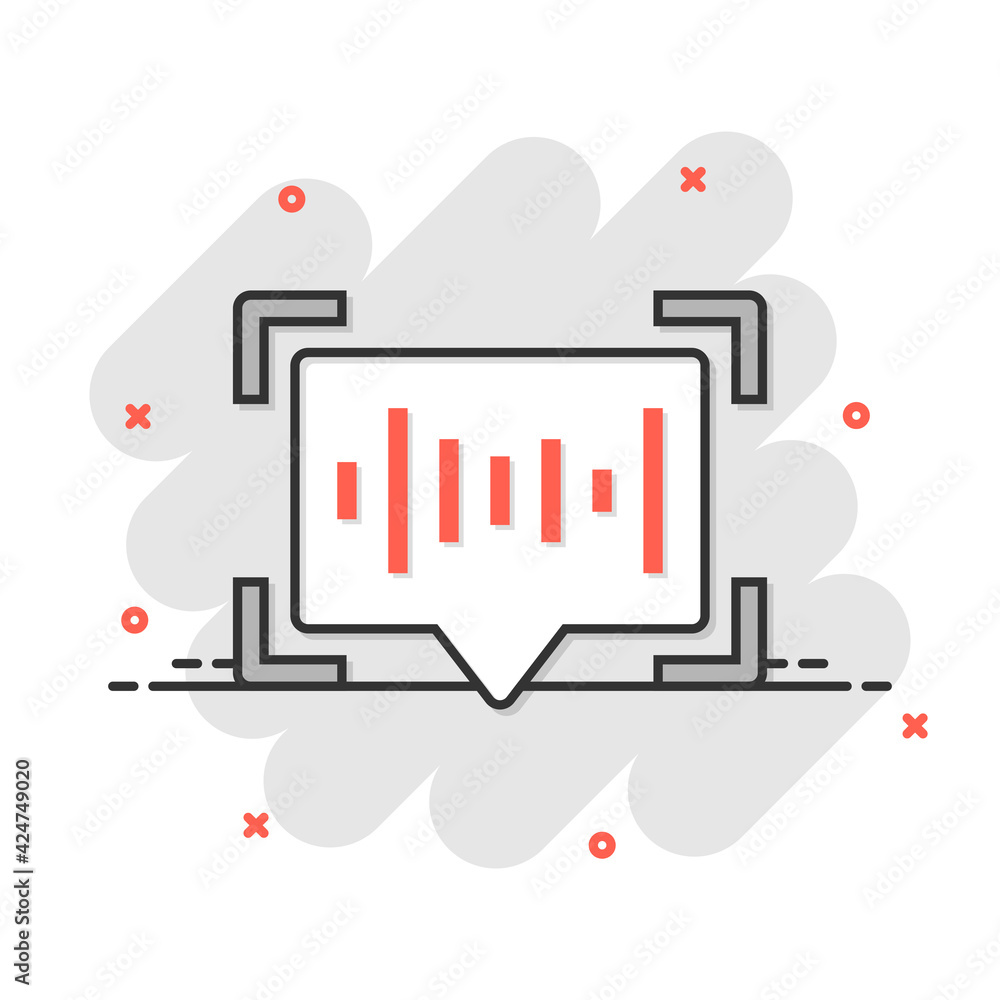 Voice recognition icon in comic style. Authentication sound vector cartoon illustration on white ...