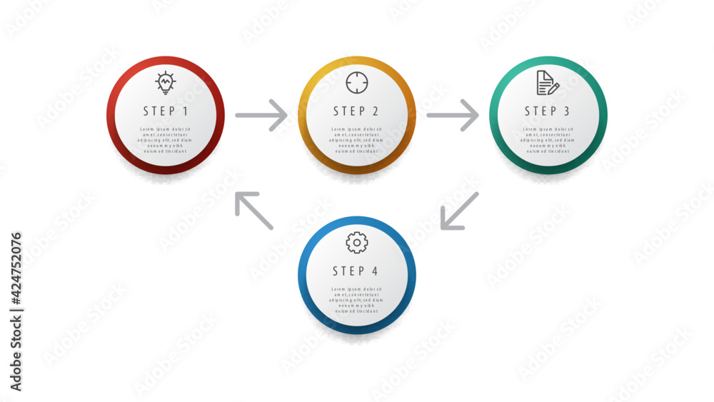 4 looping points of steps diagram layout, business infographic element ...