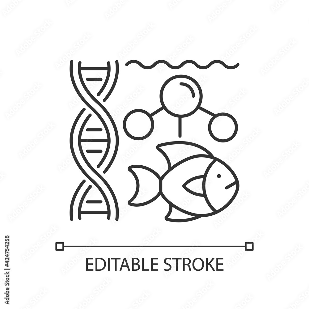 Marine biology linear icon. Scientific study of marine life and ...