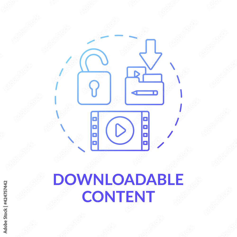 Downloadable content concept icon. VE success idea thin line ...