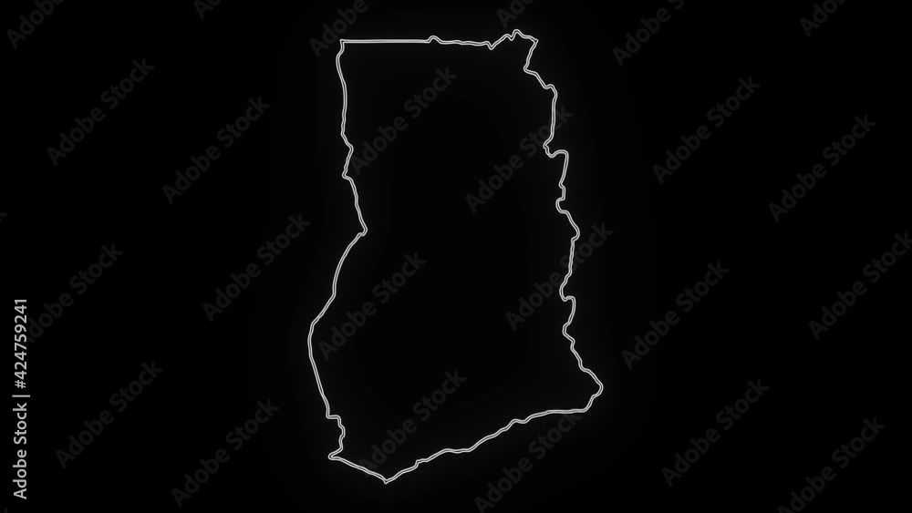 Map of Ghana, Ghana outline, Animated close up map of Ghana Stock Video ...