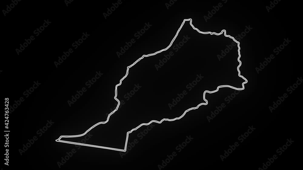 Map of Morocco, Morocco outline, Animated close up map of Morocco Stock ...