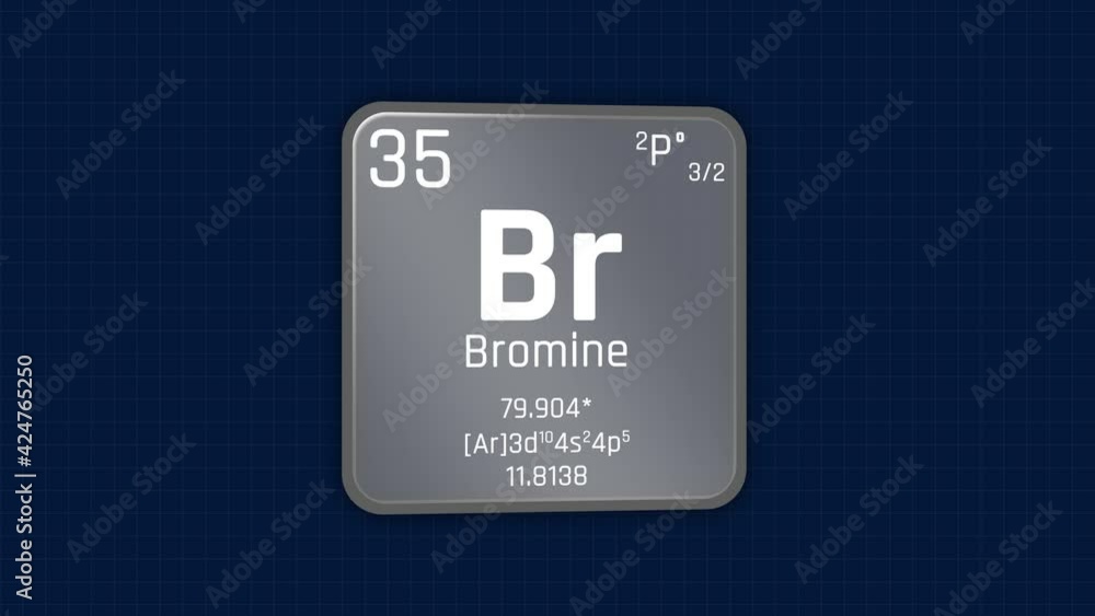 Bromine or Br Element Periodic Table Animation on Grid Background and ...