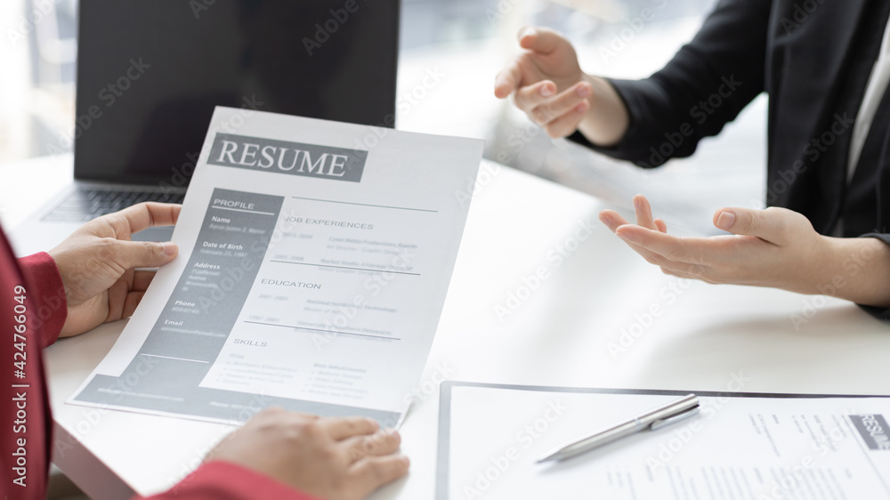 Job interview, Job applicants are talking about their abilities and ...