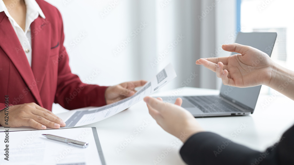 Job interview, Job applicants are talking about their abilities and ...