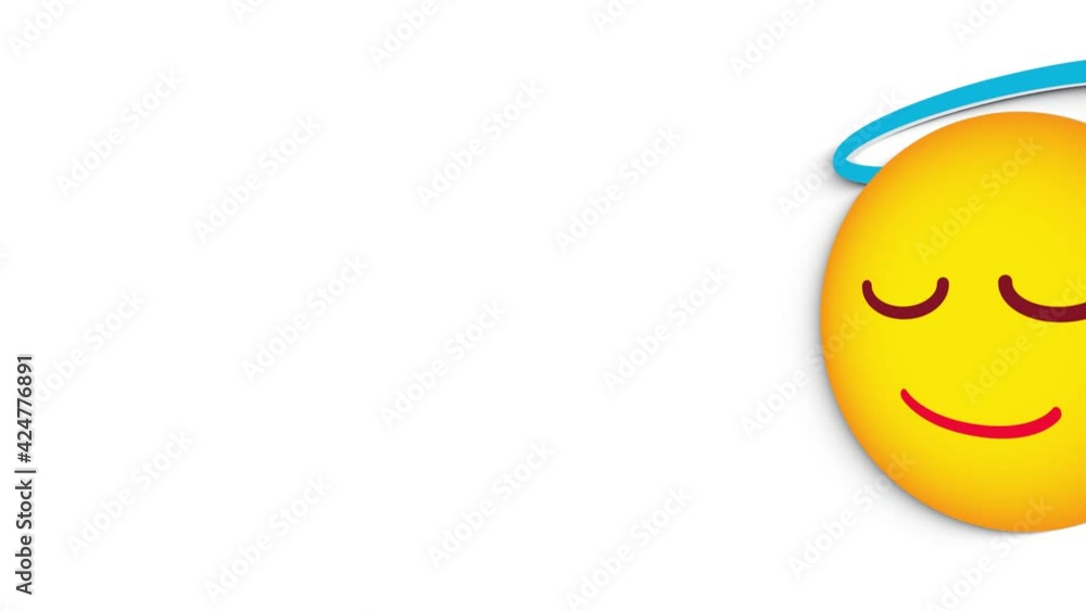 Emoticon smiling face. Angel symbol. Isolated on white. vídeo do Stock ...