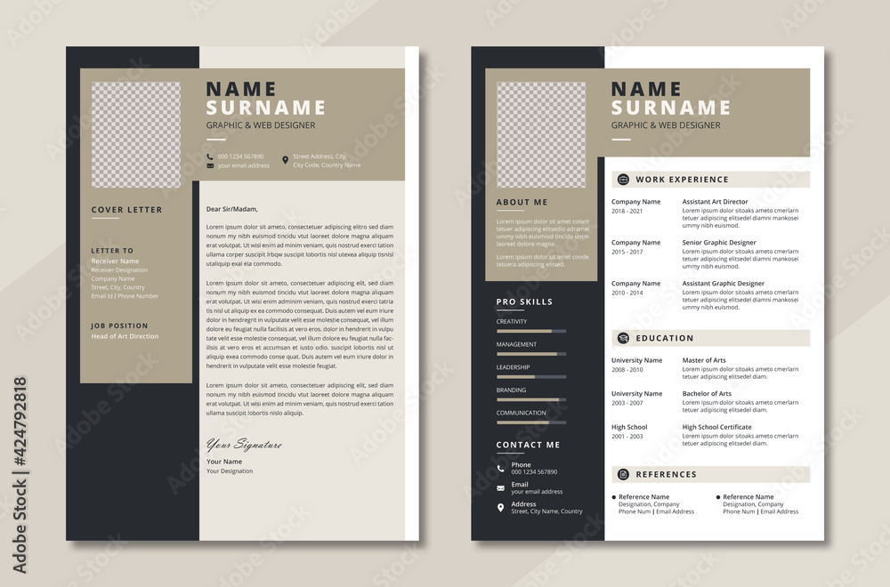 Modern & minimalist resume or cv template design. Professional cv ...