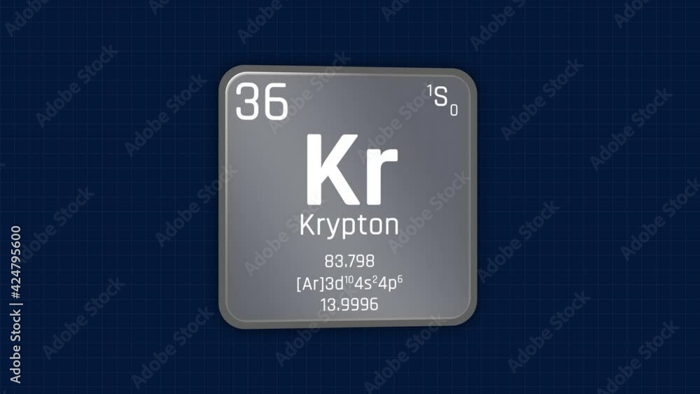 Krypton or Kr Element Periodic Table Animation on Grid Background and ...