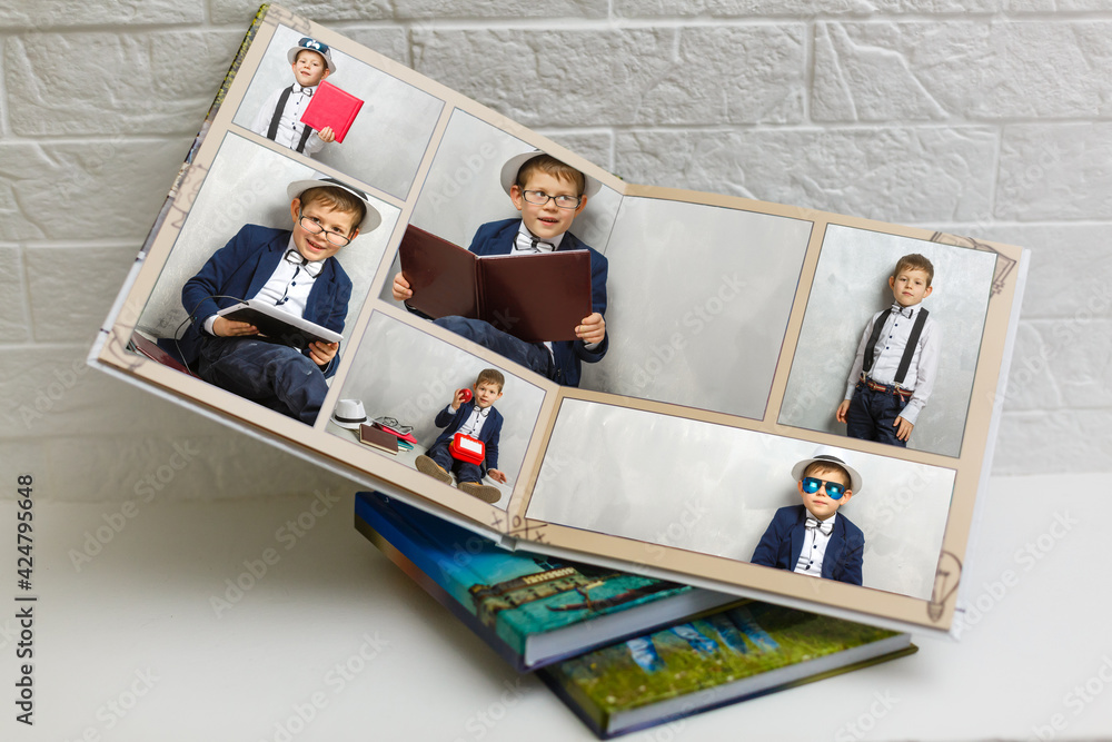 little boy graduation photobook, school album Stock Photo | Adobe Stock