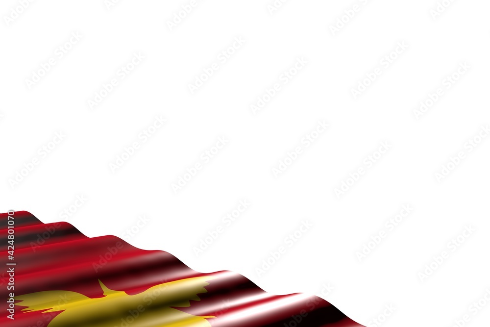 nice shiny flag of Papua New Guinea with large folds lying flat in left ...